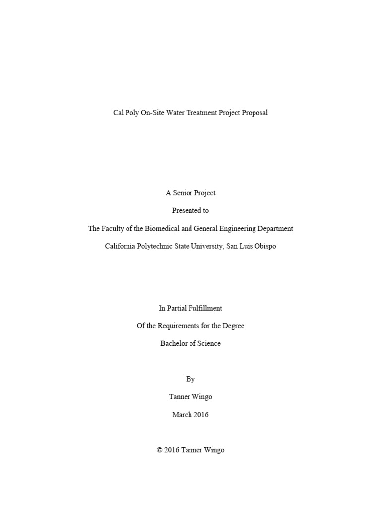 On-Site Water Treatment Project Proposal | PDF | Water | Stormwater