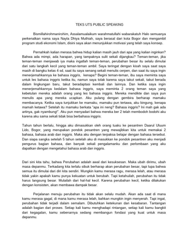 Teks Uts Public Speaking | PDF