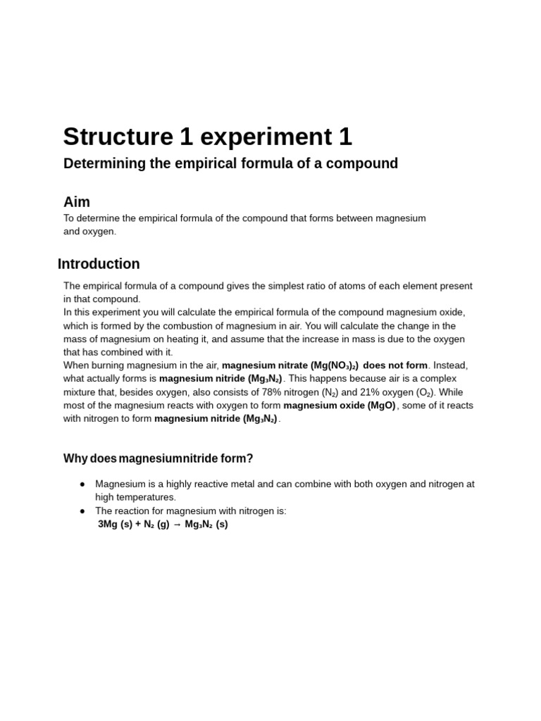 Structure 1 experiment 1 DP1 - Google Docs | PDF