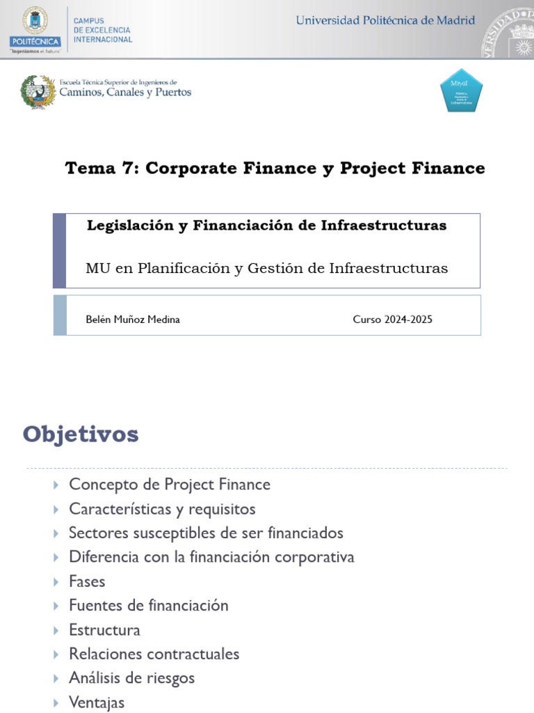 UPM_LEG Y FINANC INFRAS_Tema 7_Corporate Project finance_2024-25 | PDF | Bancos | Deuda