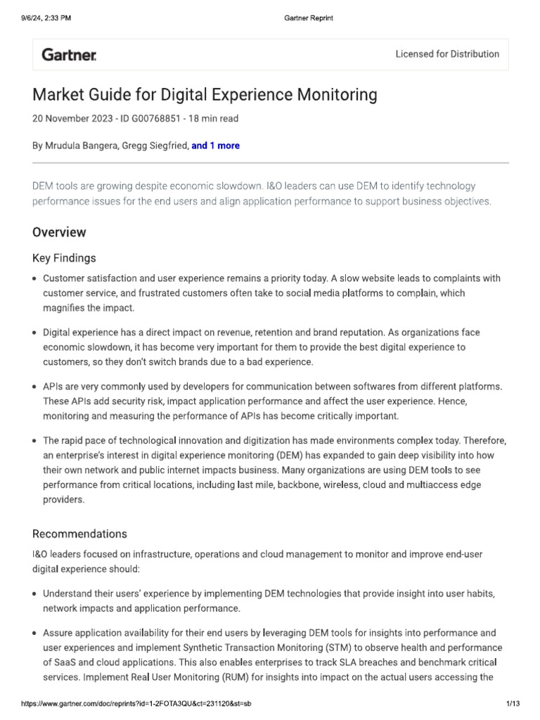 Gartner Market Guide For DEM | PDF