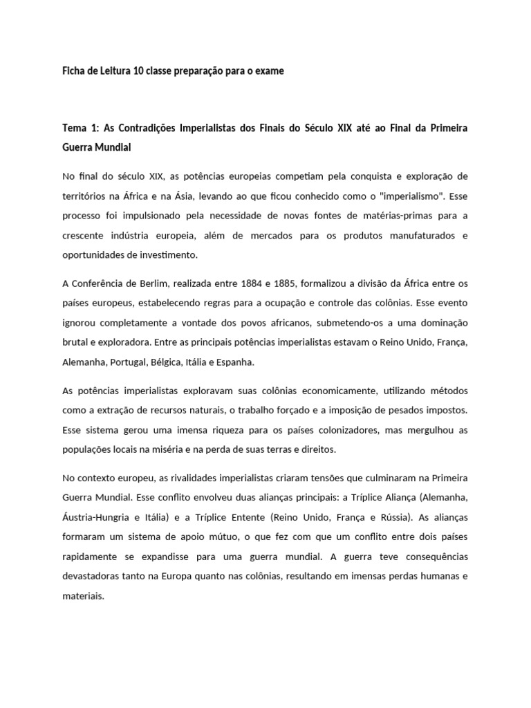 Resumo Da Matriz de 10 Classe História | PDF | Guerra Fria | Europa