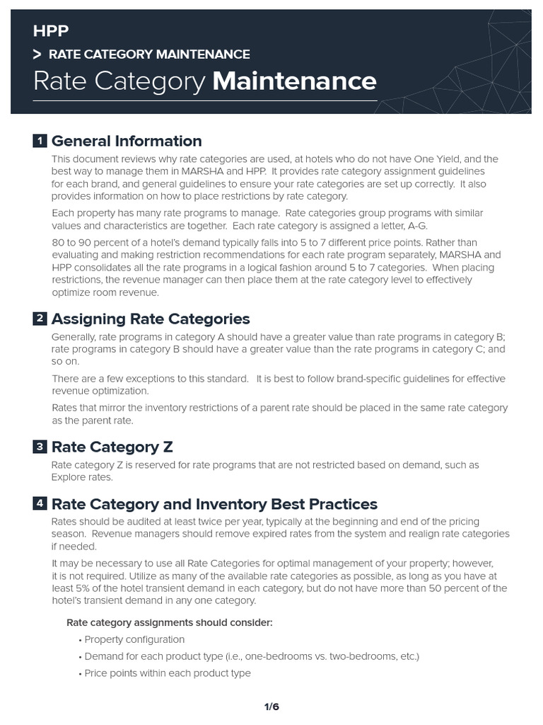 HPP Rate Cotegories and Marsha Commands For Rates | PDF | Retail ...