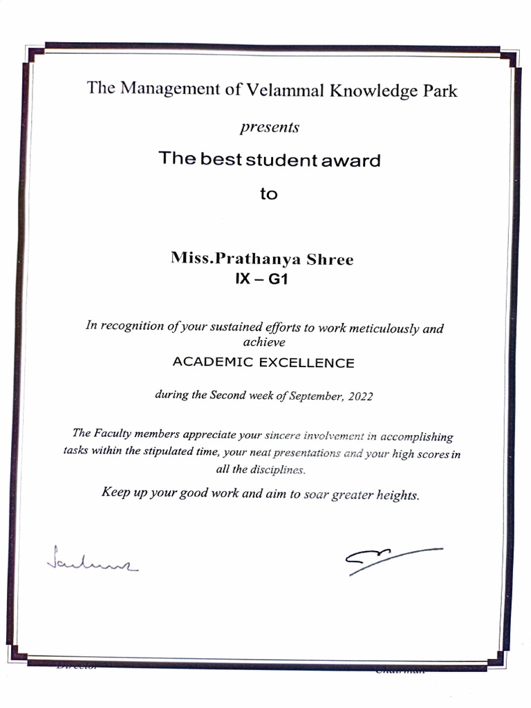 Best Student Certificate | PDF
