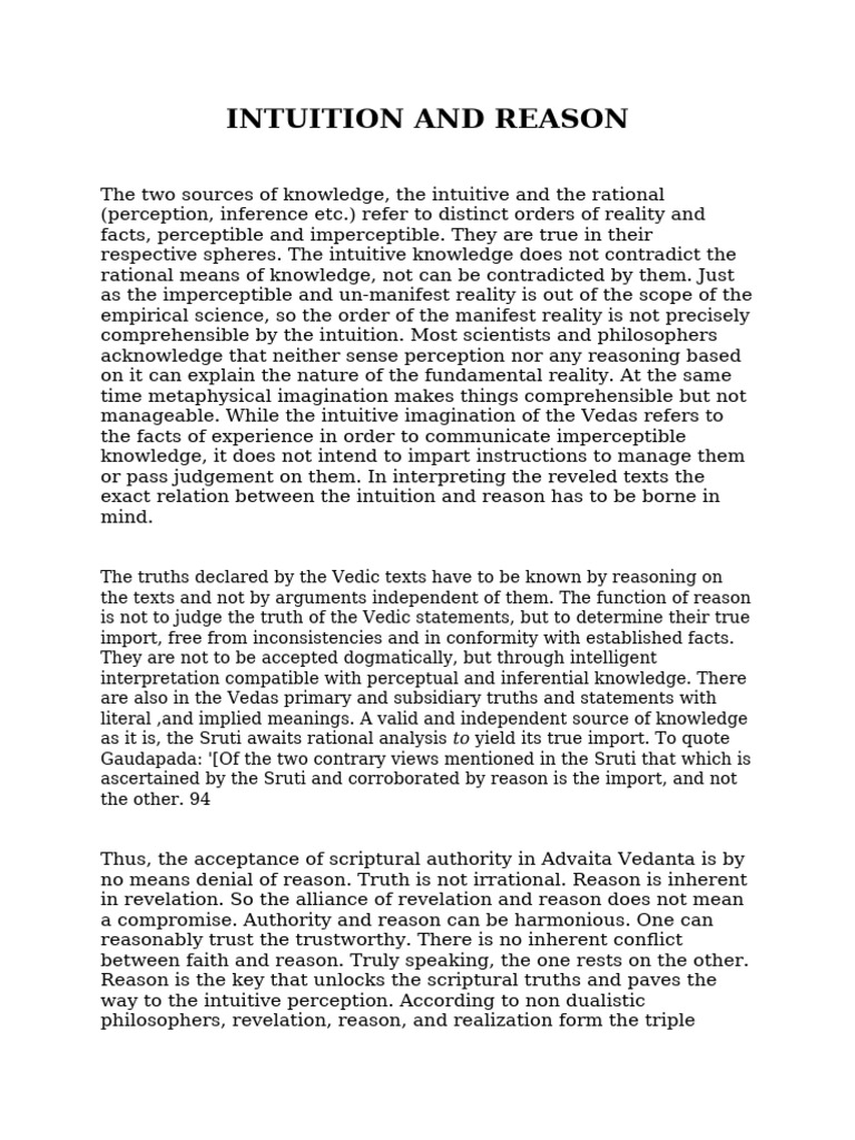 INTUITION AND REASON | PDF | Reason | Intuition