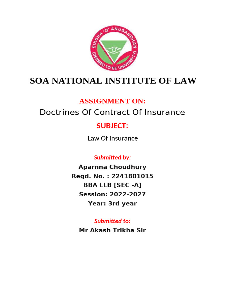 Law of Insurance | PDF