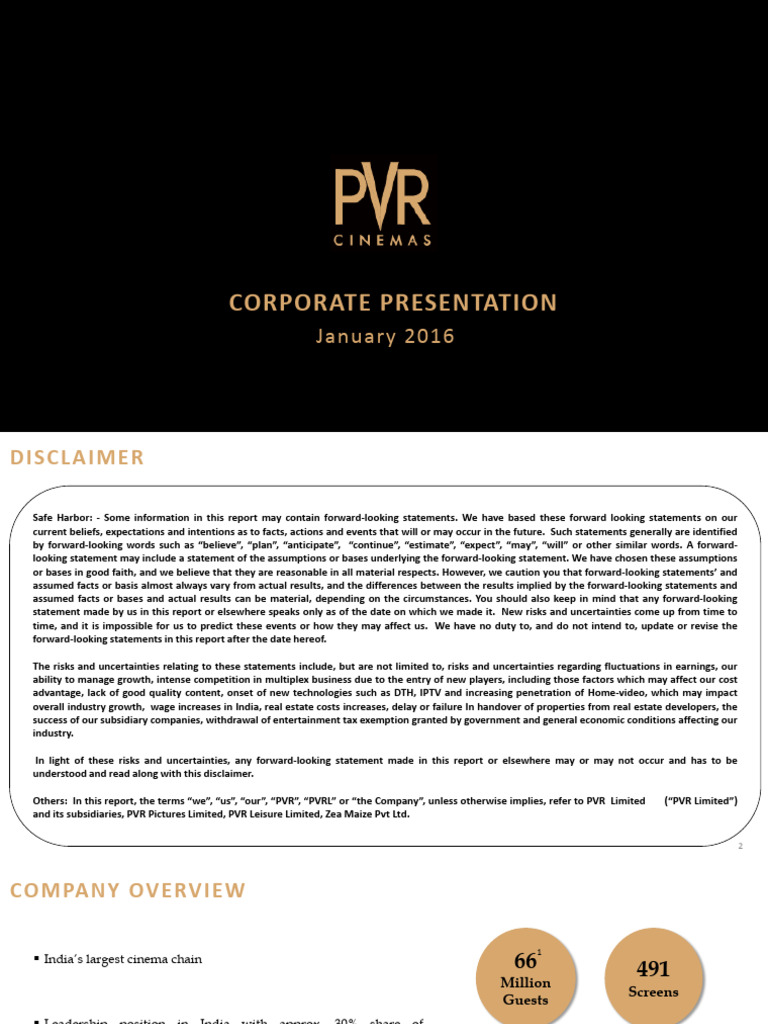 PVR Corporate Presentation Jan16 | PDF | Expense | Movie Theater