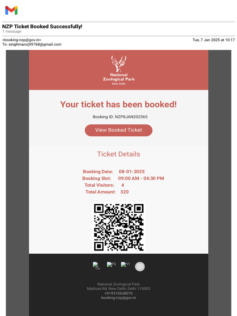 Gmail - NZP Ticket Booked Successfully! | PDF