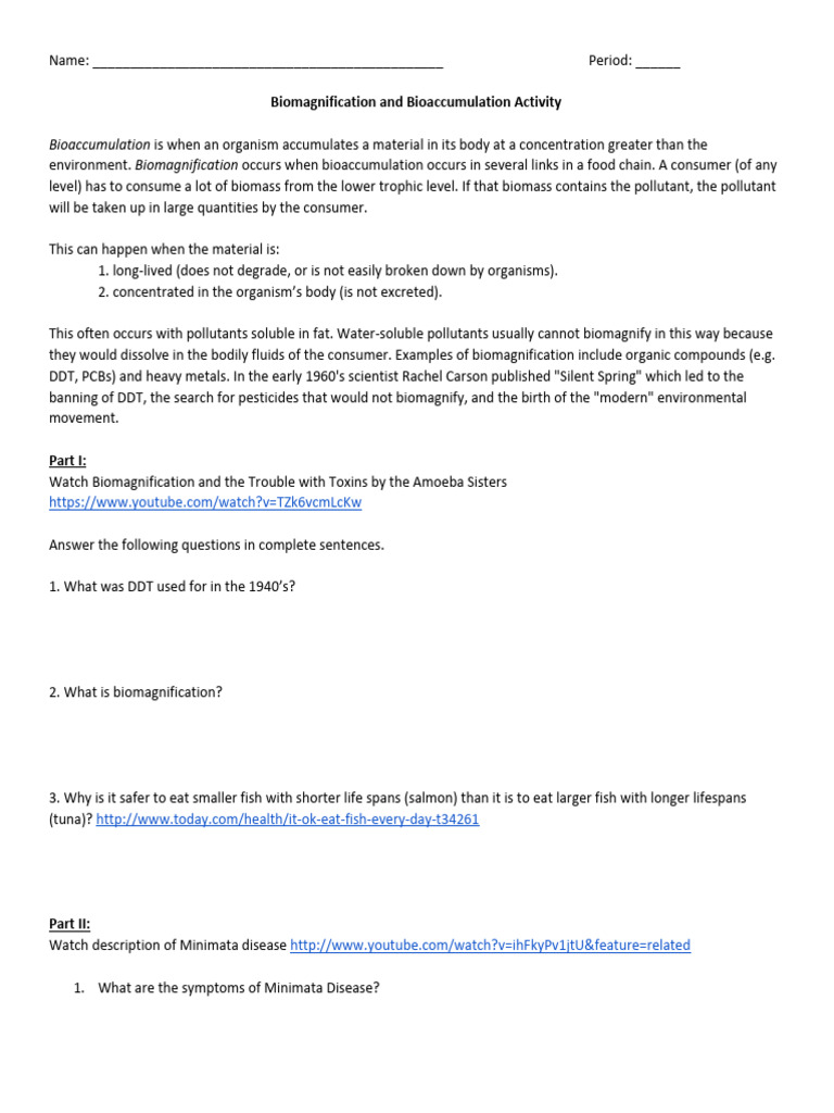 Biomagnification and Bioaccumulation Guide | PDF | Natural Environment ...