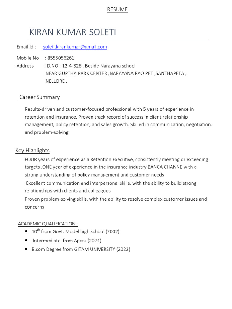 Kiran Resume1 | PDF