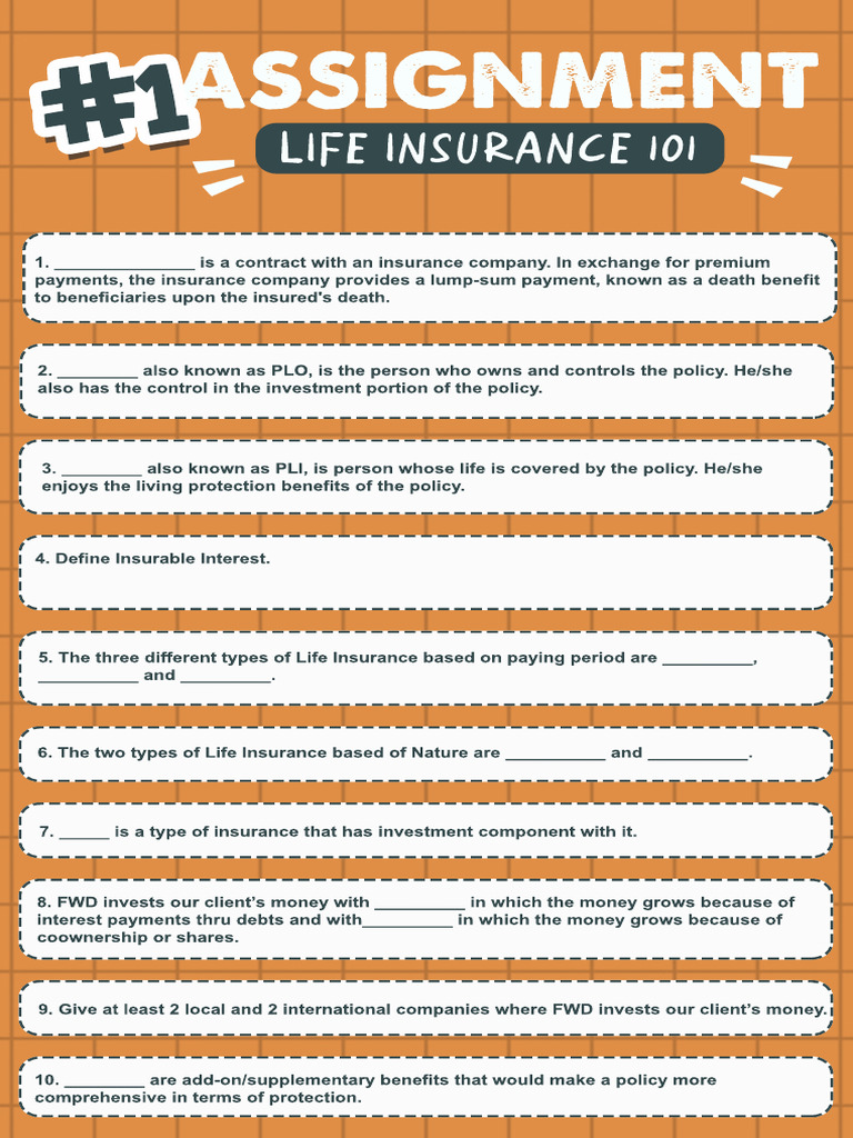 LIFE INSURANCE 101 Assignment | PDF
