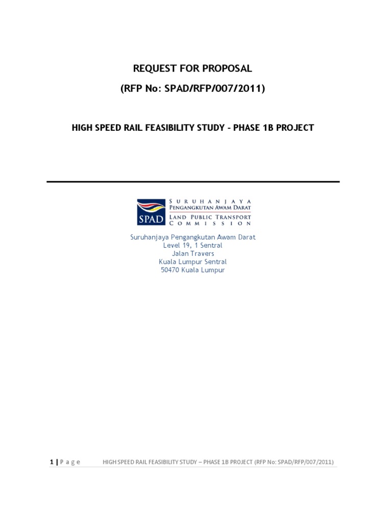 RFP HSR Feasibility Study Phase 1b (Version5) - 2 | PDF | Request For Proposal | Feasibility Study