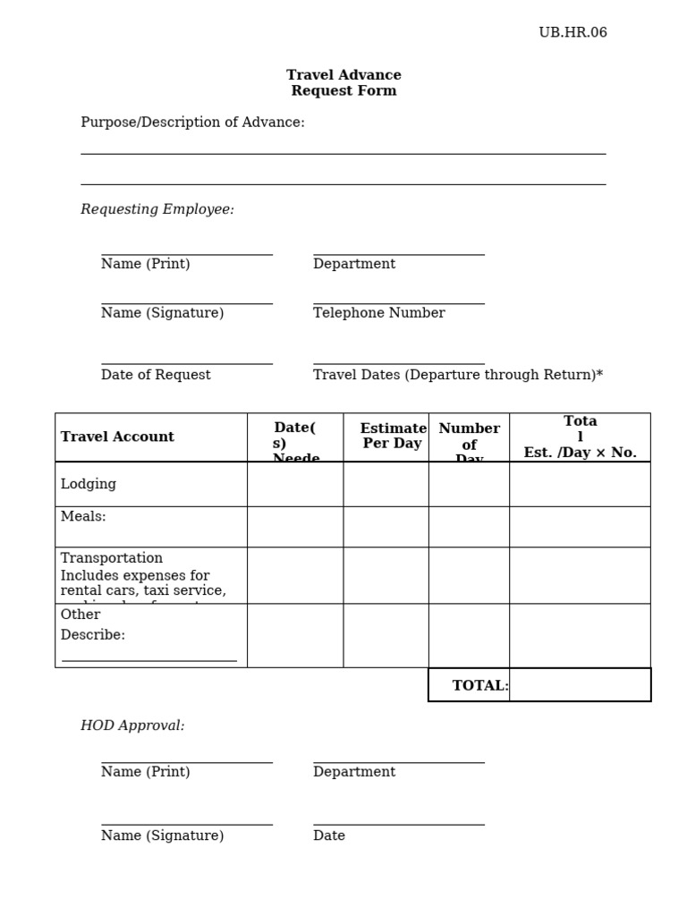Travel Advance Request Form | PDF Travel Advance Request Form | PDF