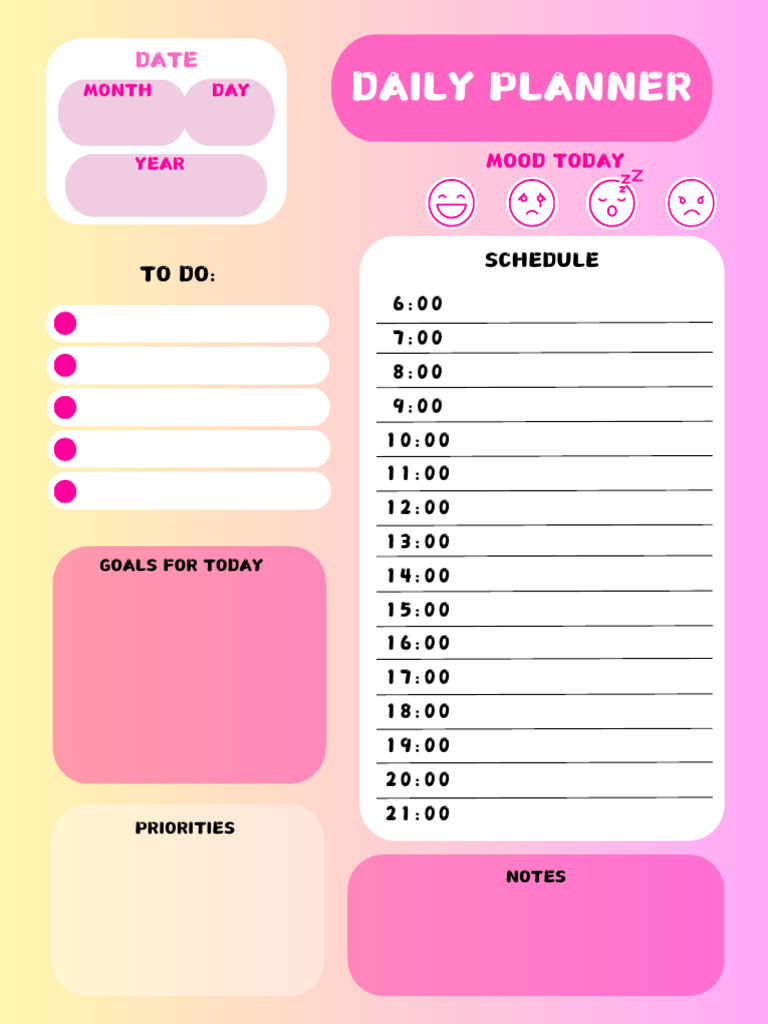 Pink Weekly Planner Overview | PDF