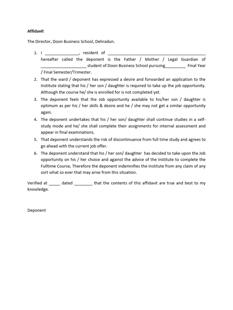 NOC-Affidavit by Parent | PDF