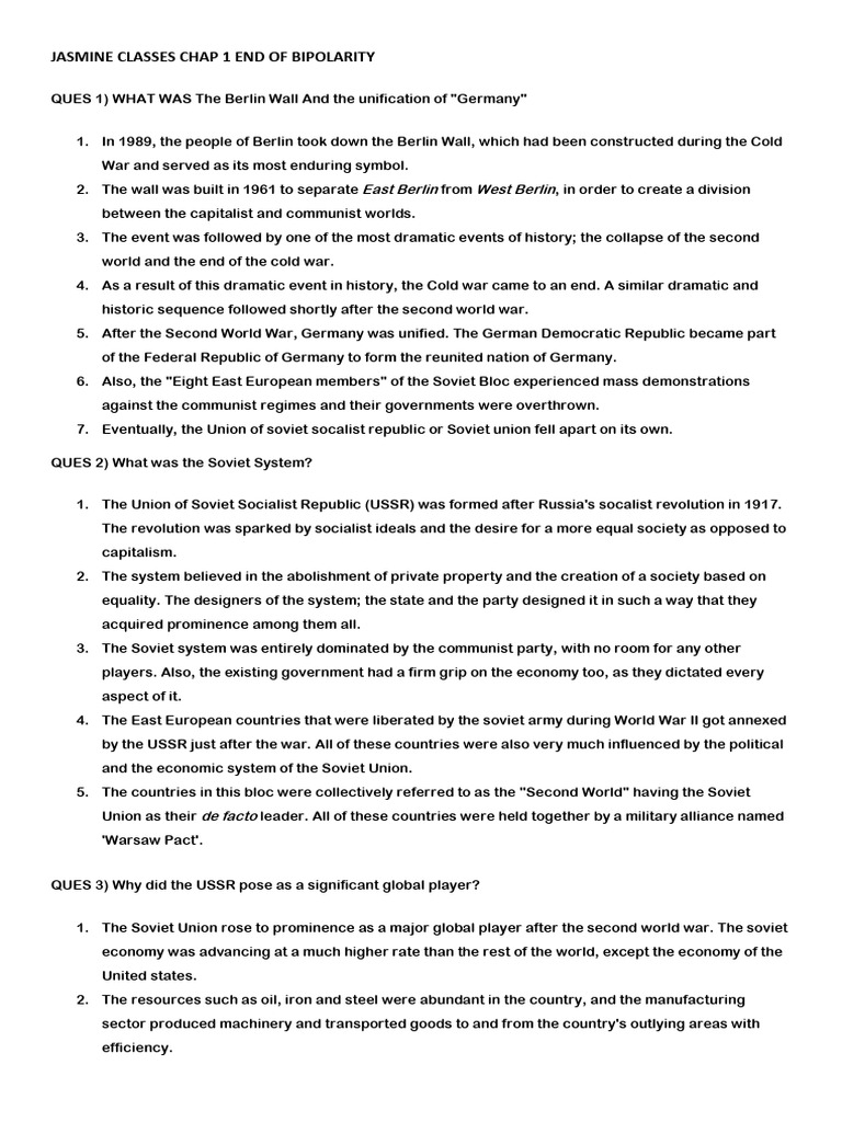 CHAP 1 POL END OF BIPOLARITY | PDF | Soviet Union | World Politics