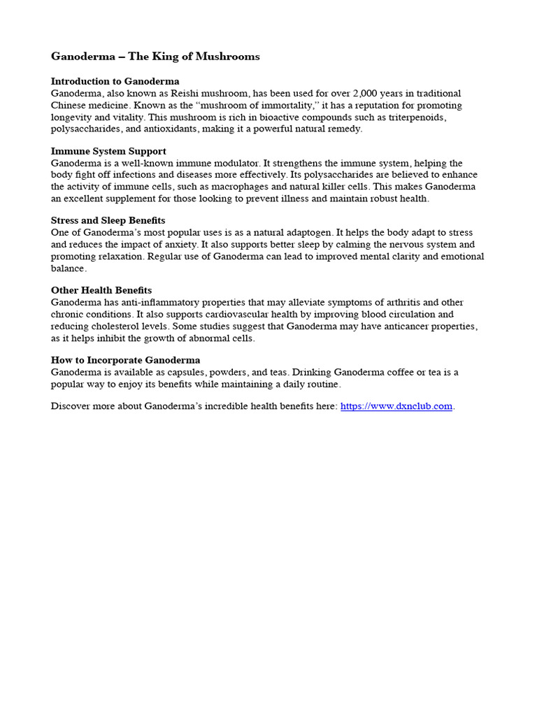 Ganoderma - The King of Mushrooms | PDF