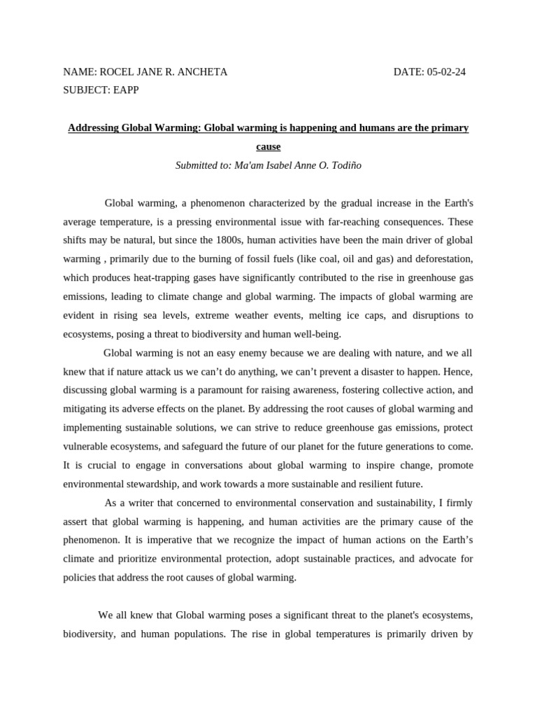 Position Paper(1) | PDF | Climate Change | Climate Change Mitigation