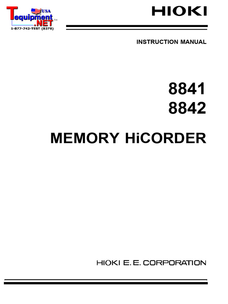 Hioki 8841.8842E - 11 | PDF | Power Supply | Root Mean Square