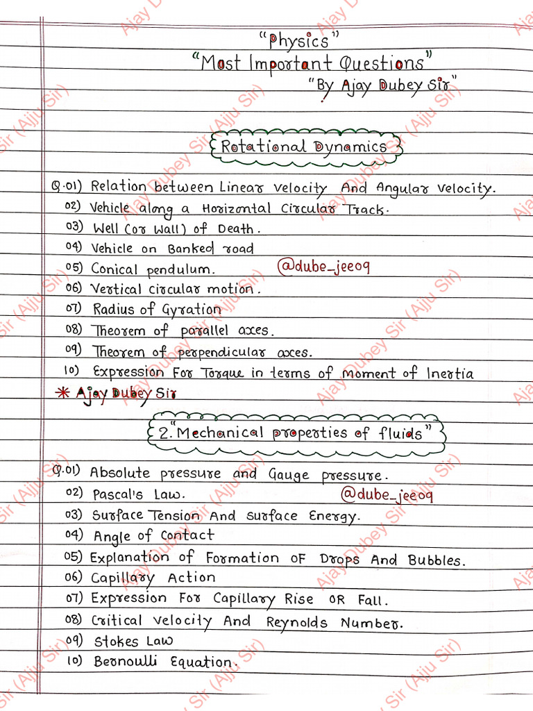 Physics Important Question Imp | PDF