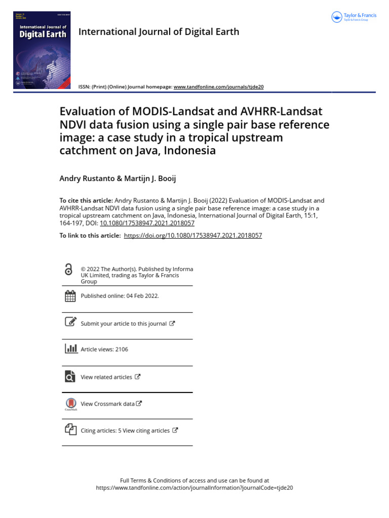 Evaluation of MODIS-Landsat and AVHRR-Landsat NDVI Data Fusion Using A Single Pair Base ...