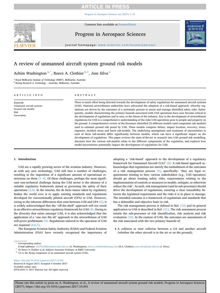 A Review of Unmanned Aircraft System Ground Risk Models | PDF | Risk ...