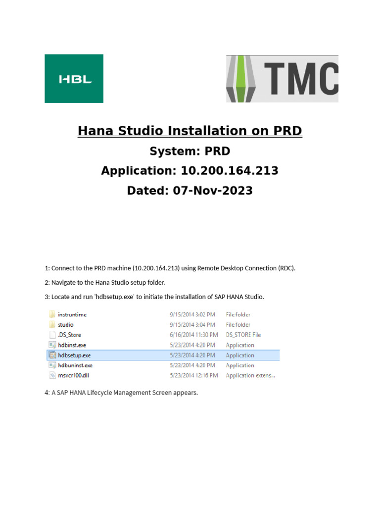 SAP HANA Studio PRD Installation Guide | PDF