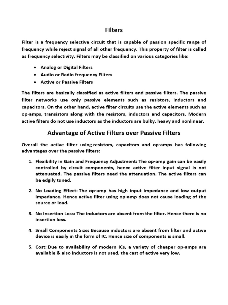 Unit 2 Part 2(Filters) | PDF | Electronic Filter | Passivity (Engineering)