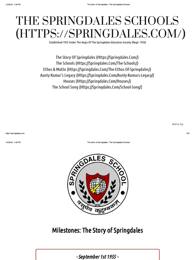 The Story of Springdales - The Springdales Schools | PDF | Delhi ...