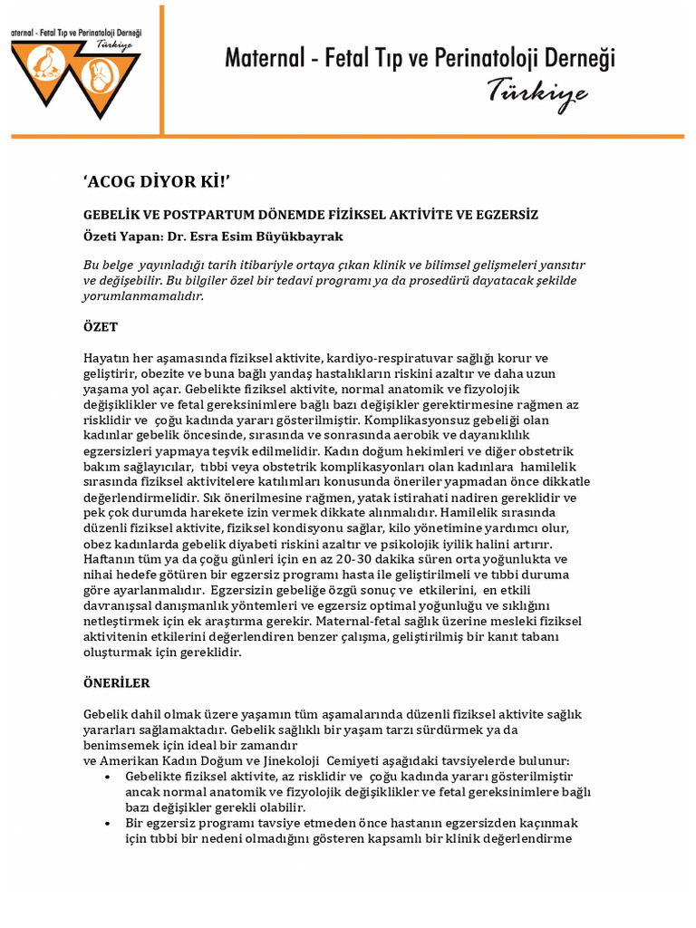 Gebelikte Egzersiz 09092016 | PDF