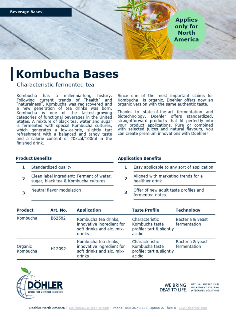 FS406 Doehler Fermented-Ingredients Kombucha-Bases | PDF | Drink | Taste