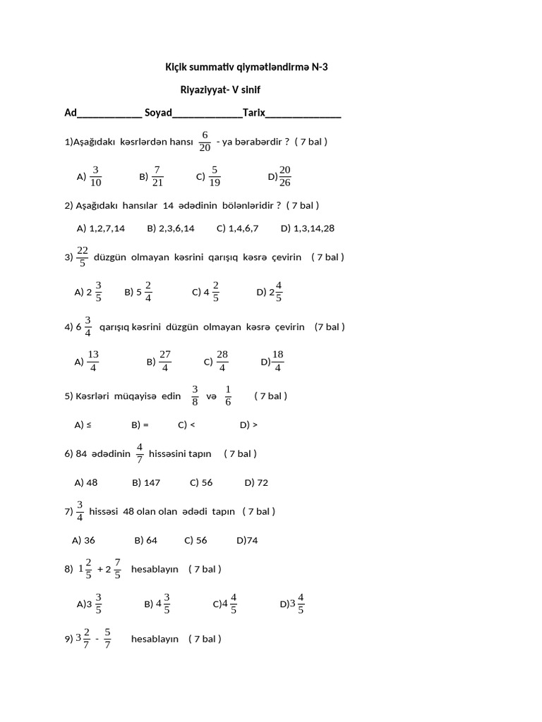 5 Ci Sinif KSQ - 3 | PDF