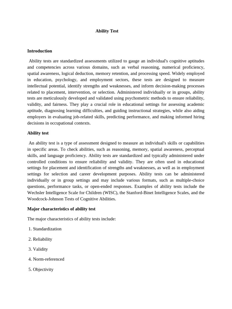 Ability Test CPM TEST | PDF | Validity (Statistics) | Wechsler Adult ...