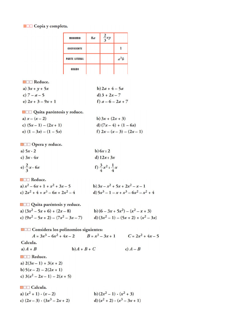 6.FICHA ALGEBRA 2 ESO 6ª setmana | PDF