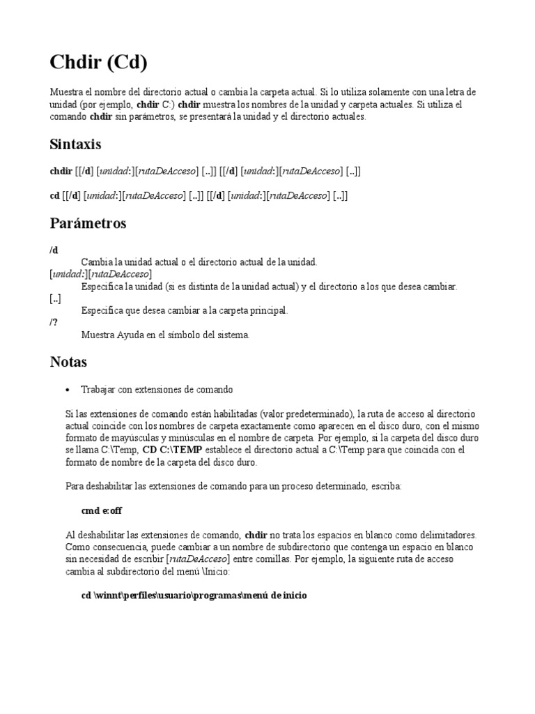 Chdir | PDF | Archivo de computadora | Directorio (Computación)