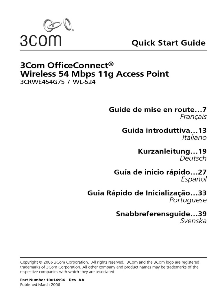 3com 11g Access Point Quick Start Guide | PDF | Wireless Access Point | Wireless Lan