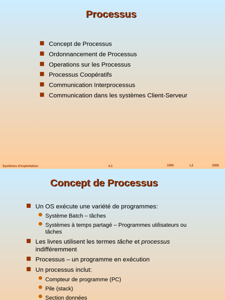 Processus | PDF | Système d'exploitation | Ordonnancement dans les ...
