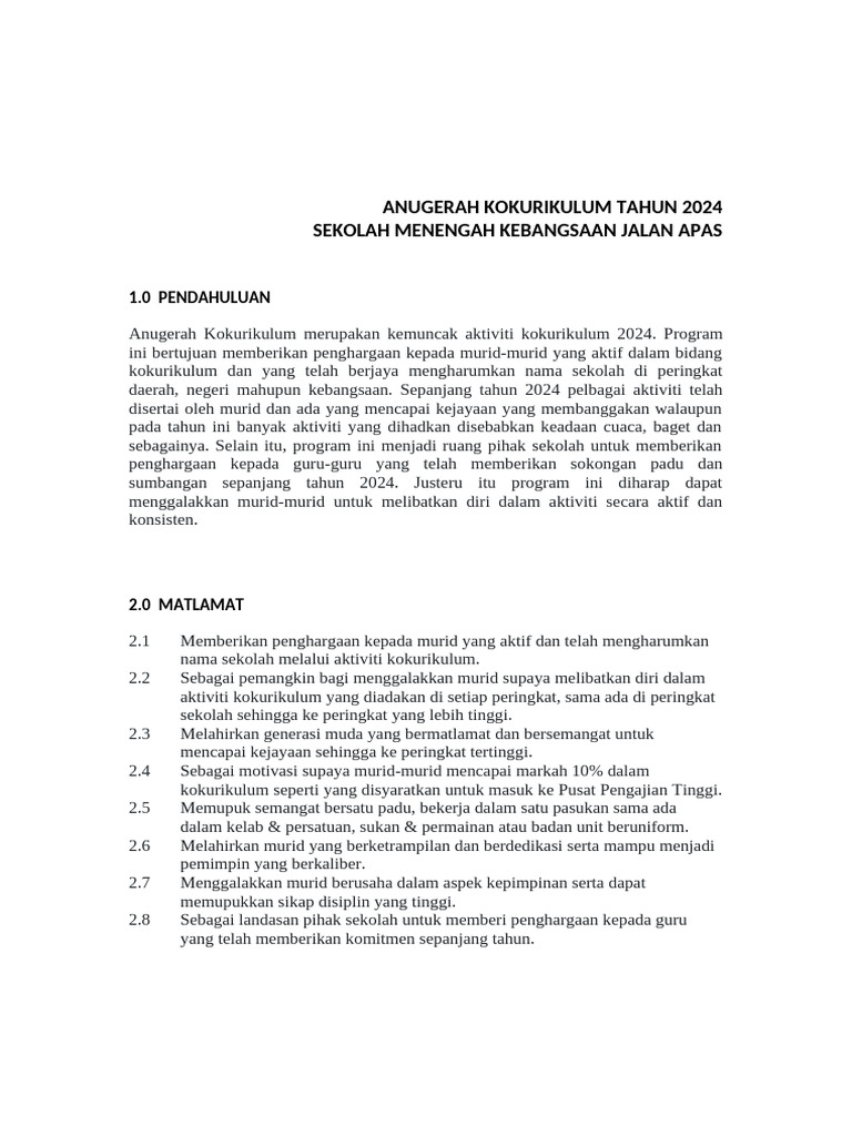 Hari Anugerah Kokurikulum 2023D | PDF