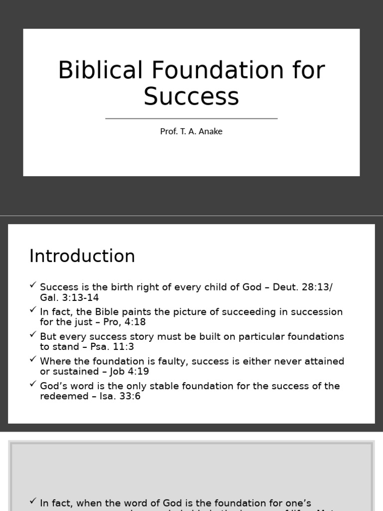 Biblical Foundations For Success - TMC211 - Anake | PDF | Knowledge ...