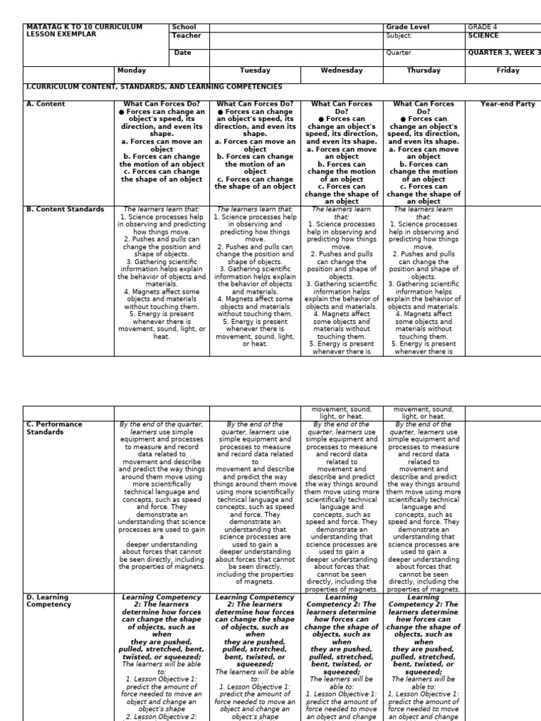 Grade 4-Q3w3matatag DLL) - Science | PDF | Force | Friction