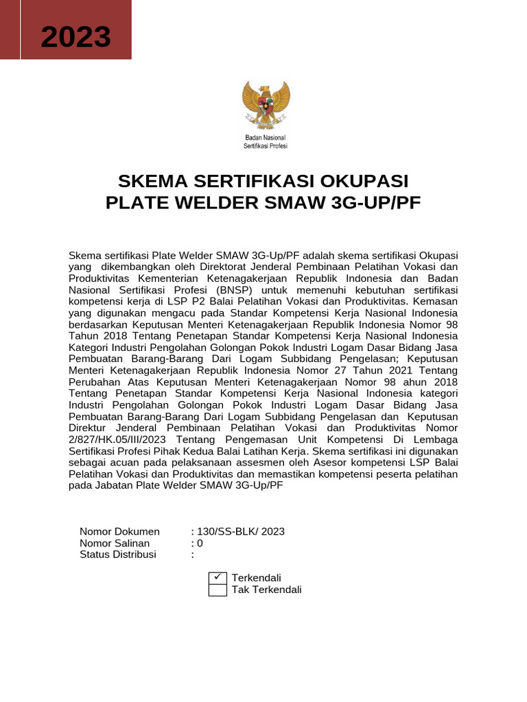 Skema Sertifikasi Plate Welder SMAW 3G | PDF
