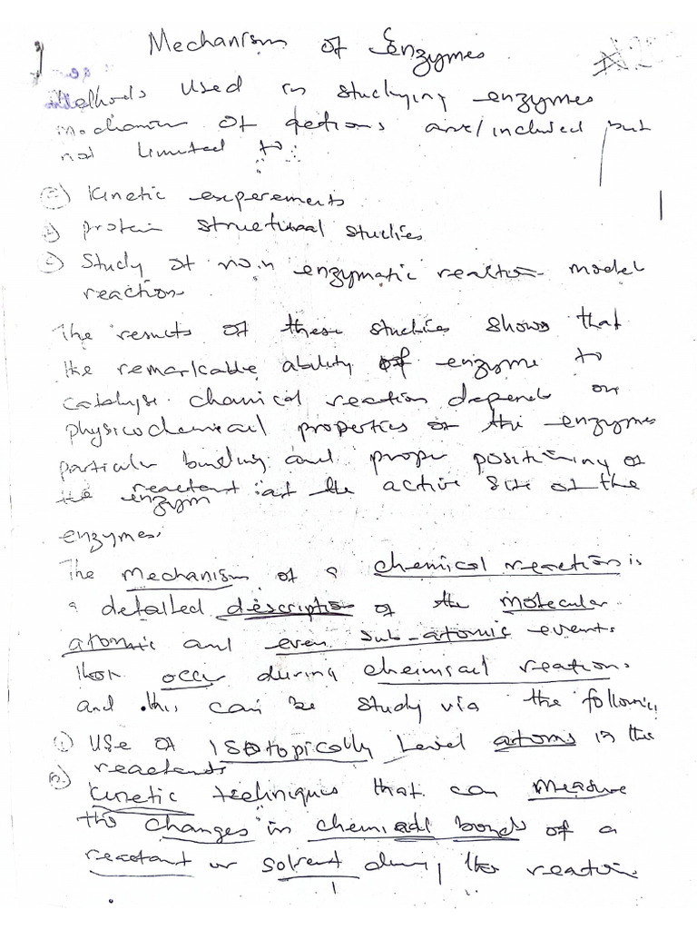 BCH 401 Mechanism of Enzymes Mal. Aliyu | PDF