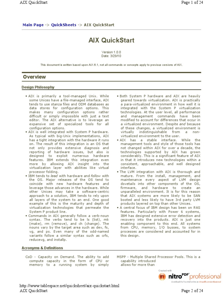 Aix Quick Start | PDF | File System | Virtualization