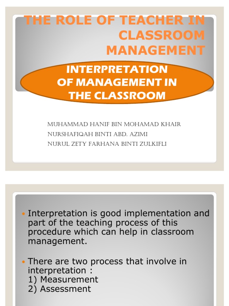 The Role of Teacher in Classroom Management | PDF