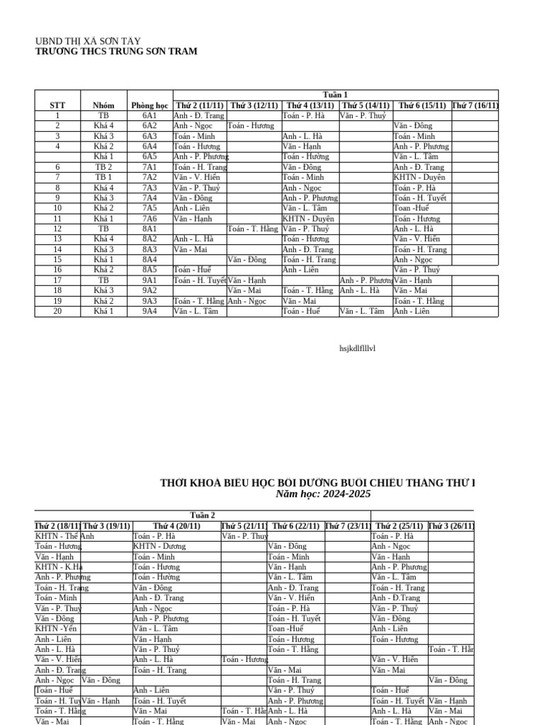 Tkb Học Chiêu Tháng Thứ 3-2024-2025 | PDF