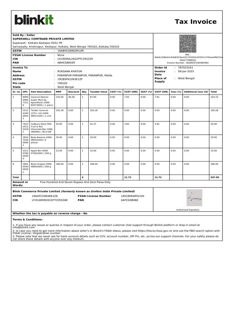 Superwell Comtrade Invoice Details | PDF