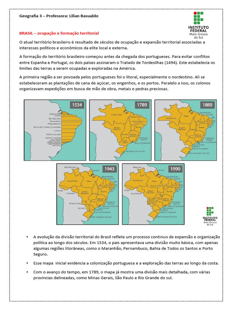 Geografia 3 - Formação Do Territorio Brasileiro | PDF | Brasil | Economia