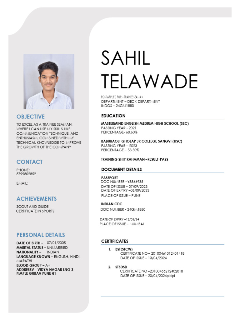 Sahil CV | PDF