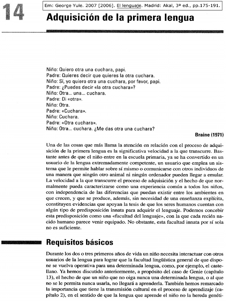 L3.2 Adquisicion de La Primera Lengua | PDF