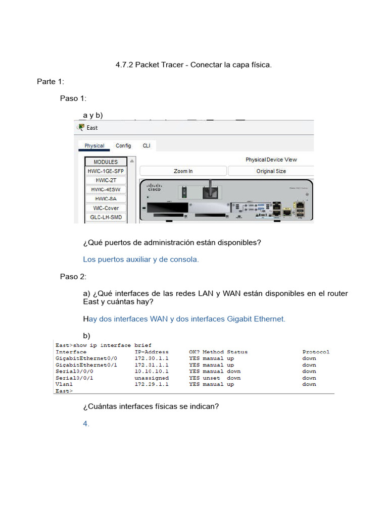 Conexión de Capa Física en Router East | PDF